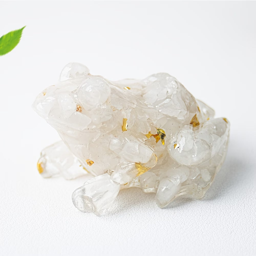 Grenouille en Résine & Quartz Blanc – Poseidon